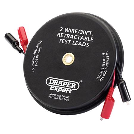 Draper Expert 64766 30ft 2 Wire Retractable Test Leads | MicksGarage