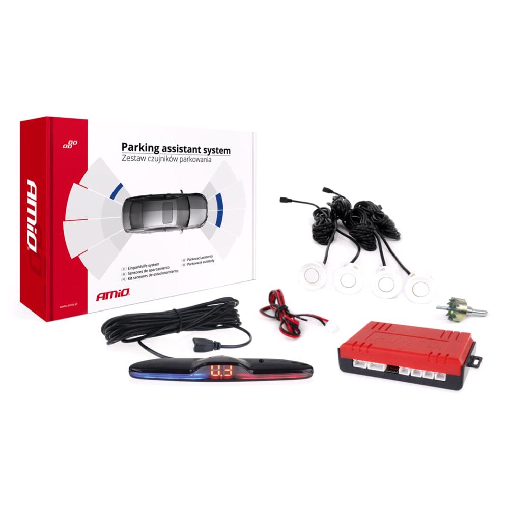 Parking Sensor System With 4 White Sensors And Display | MicksGarage