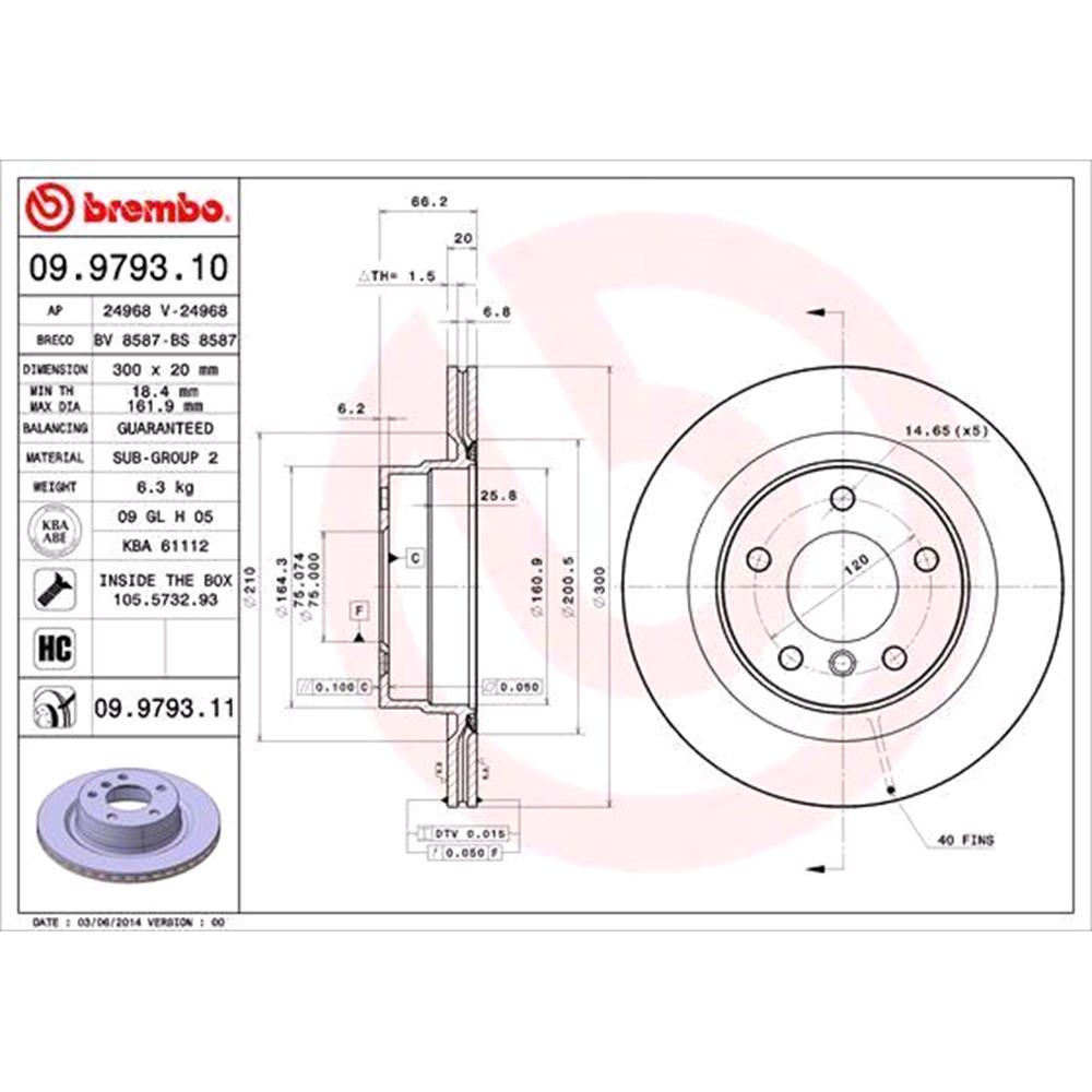 Brembo Rear Axle Brake Discs (Pair) - Diameter: 300mm | MicksGarage