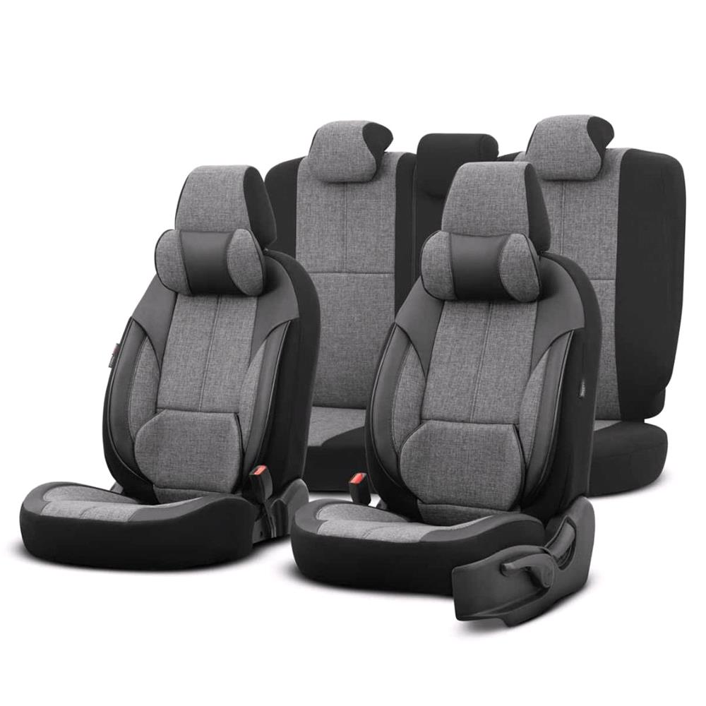 Premium Voyager Grey Linen Car Seat Covers With Neck Pillows - For Ford ...