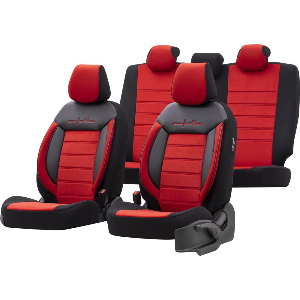 Premium Fabric Car Seat Covers Comfortline - Red For Bmw 1 2019 Onwards ...