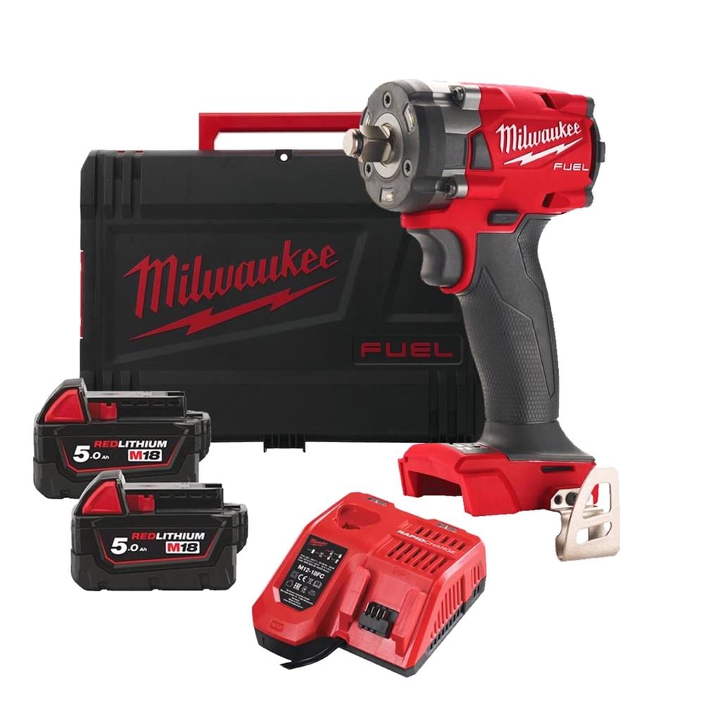 Milwaukee M18 Fuel 3/8" Cordless Impact Wrench With 2 X 5.0ah Batteries ...