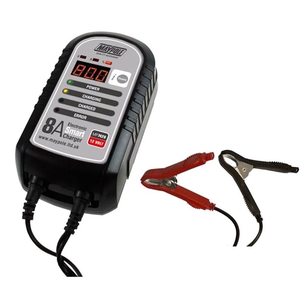 Maypole Battery Charger 8a, 12v - Electronic Smart | MicksGarage